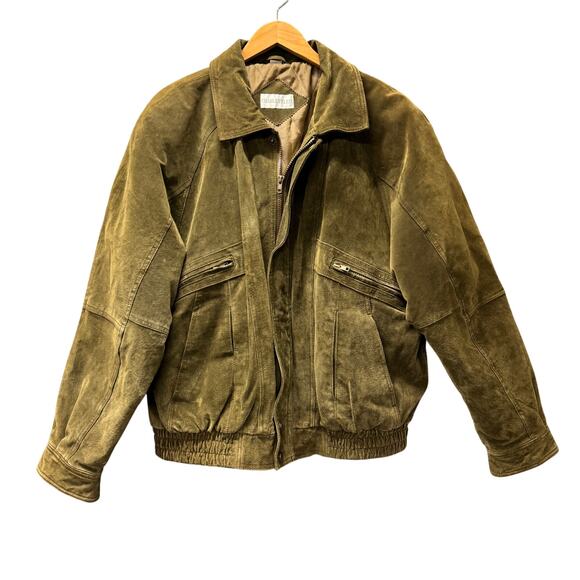 Charles Klein | Jackets & Coats | Vintage Leather Bomber Olive Green ...